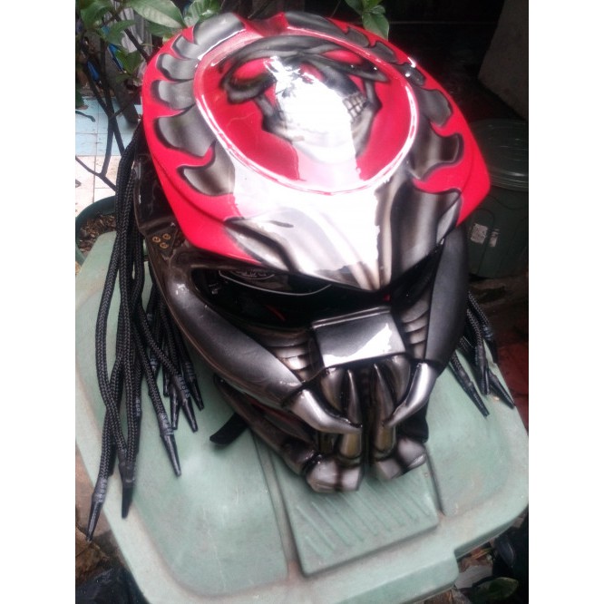 Jual CELLOS PREDATOR HELMET CUSTOM SKULL MOTIF RED COLOR - DOT APPROVED ...
