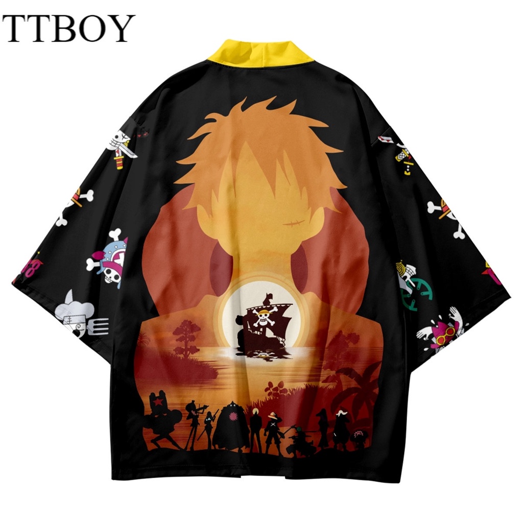 Jual New Casual Outer Kimono Japan One Piece Luffy Cartoon Anime Men ...