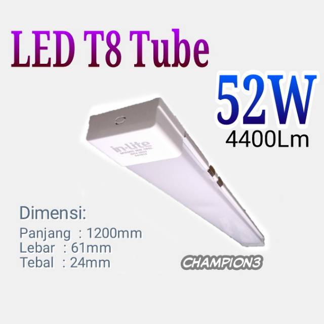 Jual Lampu T8 LED 52w panjang 120cm 220V super terang IN-LITE | Shopee ...
