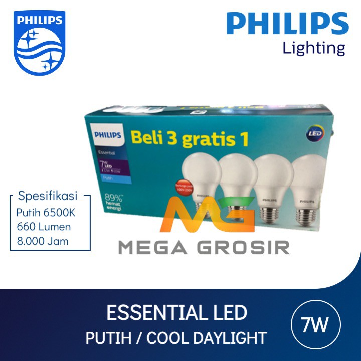 Jual Lampu LED Philips Paket 7 Watt Putih - LED Multipack Essential 7W W 7Watt Grosir | Shopee ...