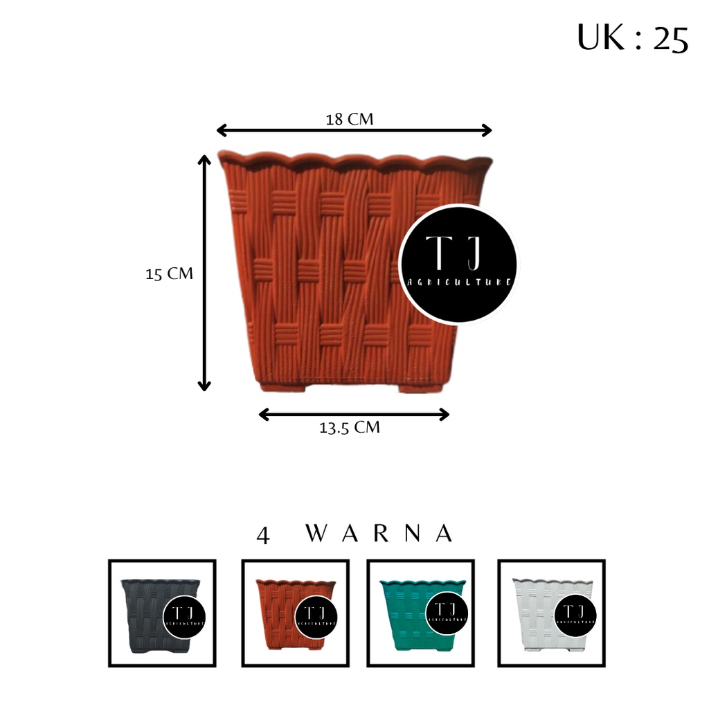 Jual Pot Rotan Kotak Uk 25 Citra Jaya Plastik (CJP) | Pot Bunga Plastik ...