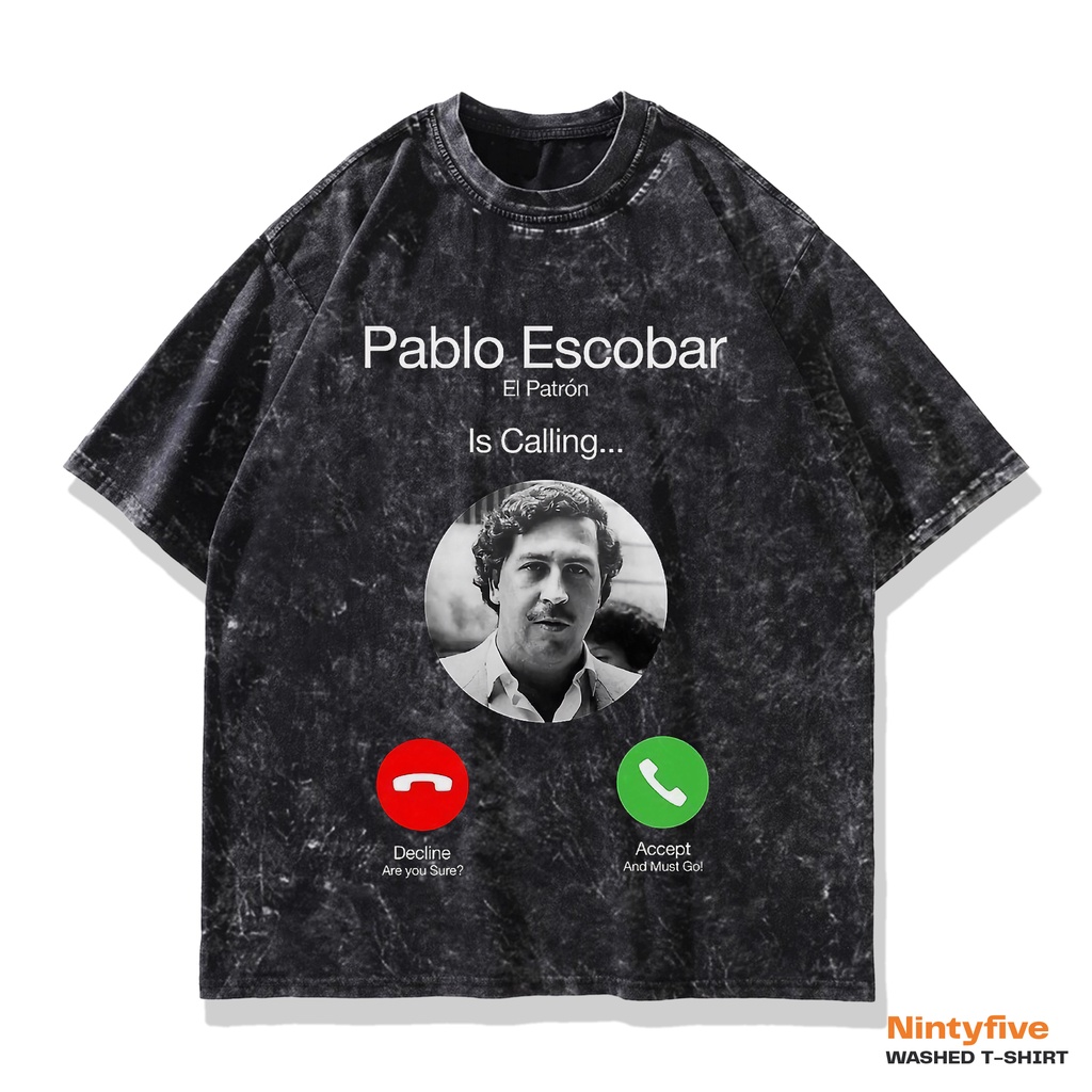 Jual T shirt Pablo escobar Calling Style Oversized Sand Wash | Kaos ...