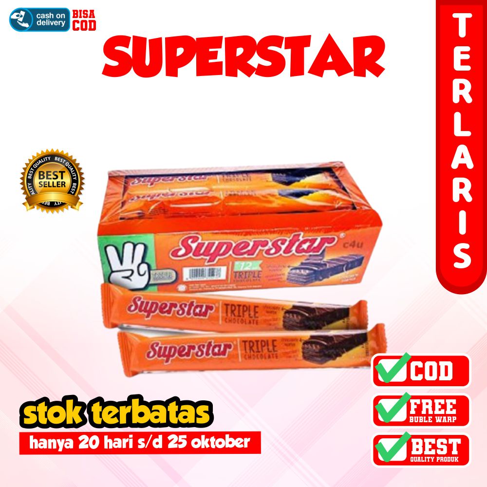 Jual SUPERSTAR WAFER TRIPLE CHOCOLATE SNACK MAKANAN RINGAN BISKUIT KRIM ...