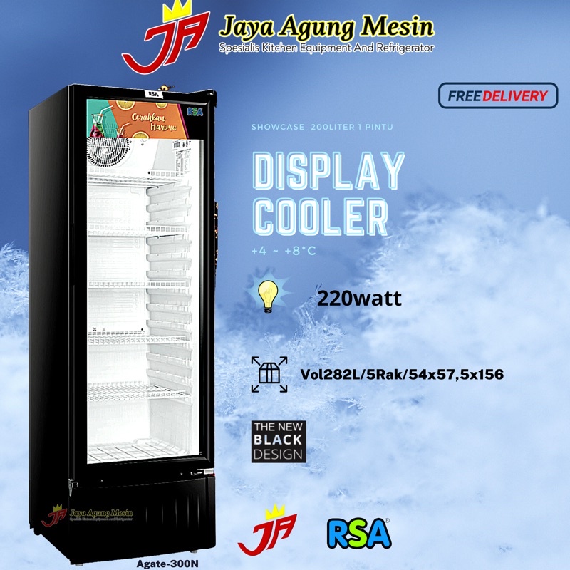 Jual Showcase Cooler Agate-300R/Showcase 5Rak 282Liter Agate 300R RSA ...