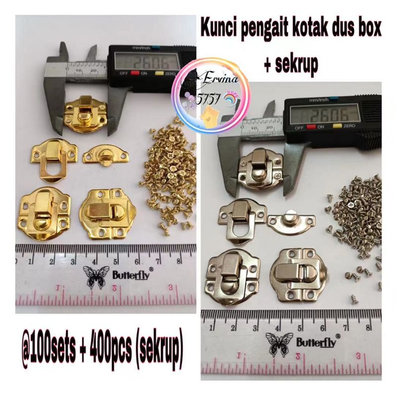 Jual kunci pengait kotak box / kunci dus box + sekrup / 100sets ...