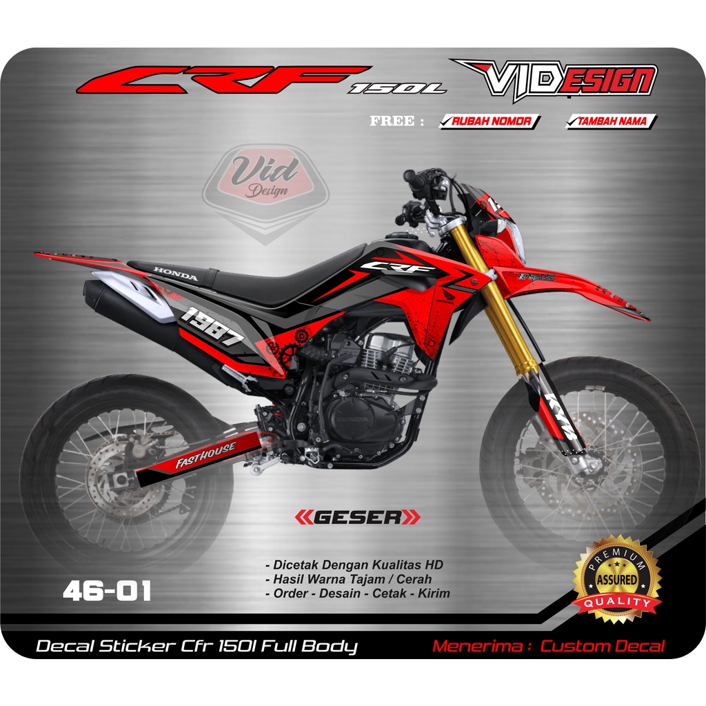 Jual Stiker Decal Honda Crf 150l Sticker Dekal Motor Crf Supermoto ...