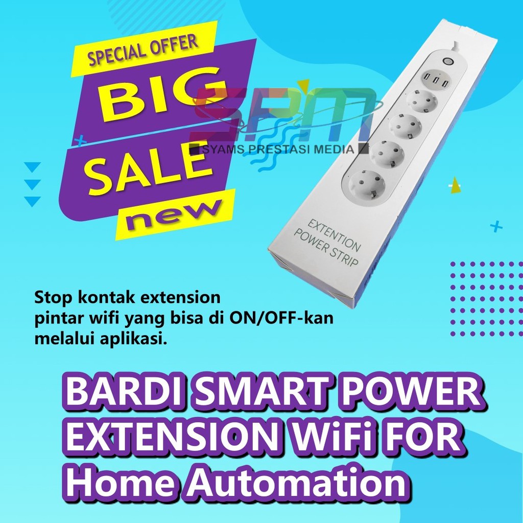 Jual Stop kontak Extension Pintar BARDI Smart POWER EXTENSION WiFi for Home Automation ...