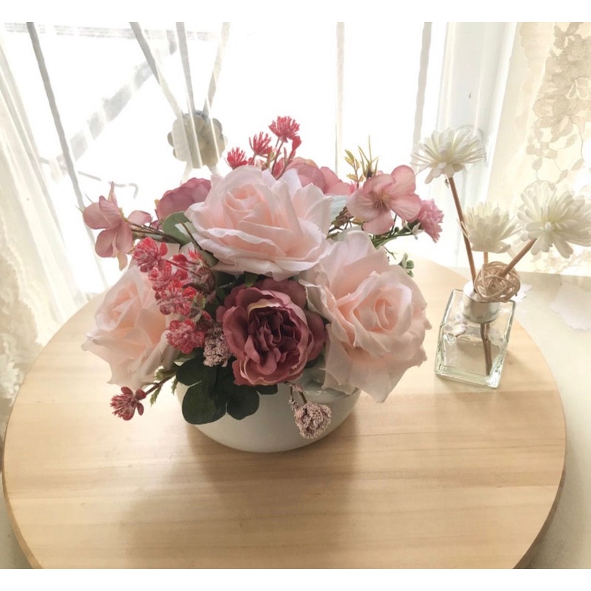 Jual rangkaian bunga meja / hiasan meja / vas bunga / bunga ucapan ...