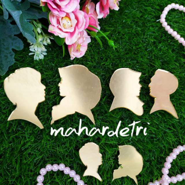 Jual Siluet Couple (sepasang) bahan AKRILIK GOLD Laser Cutting Bahan ...