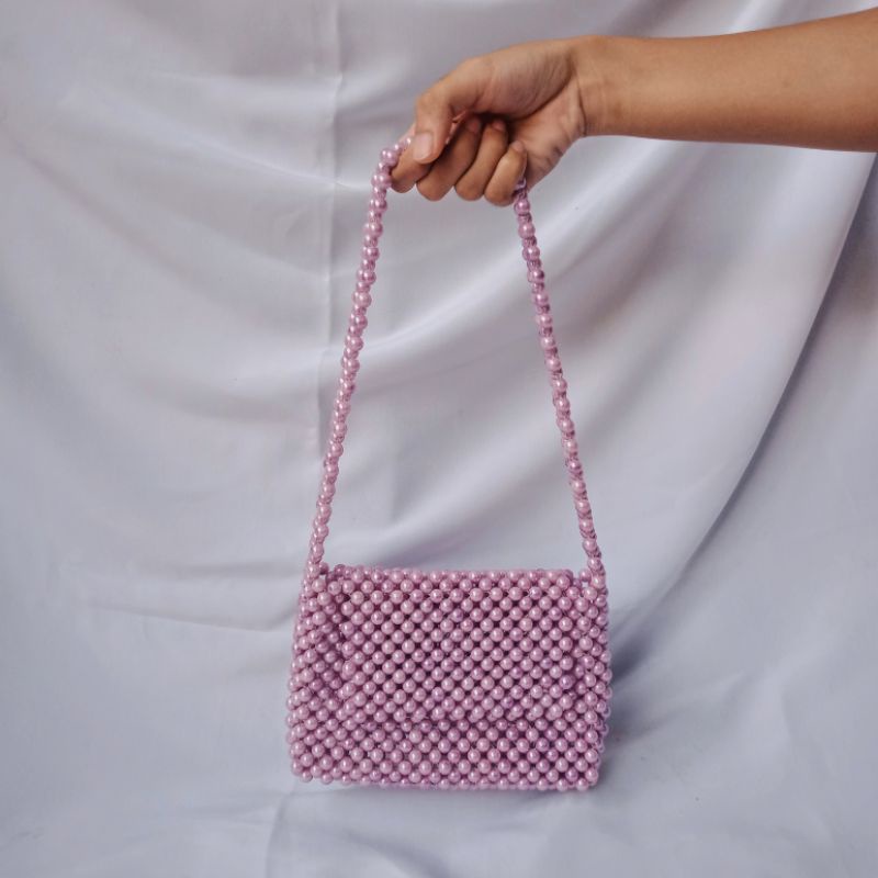 Jual Lilac Flap/Beads Bag/ Pearl Bag/Tas manik-manik | Shopee Indonesia