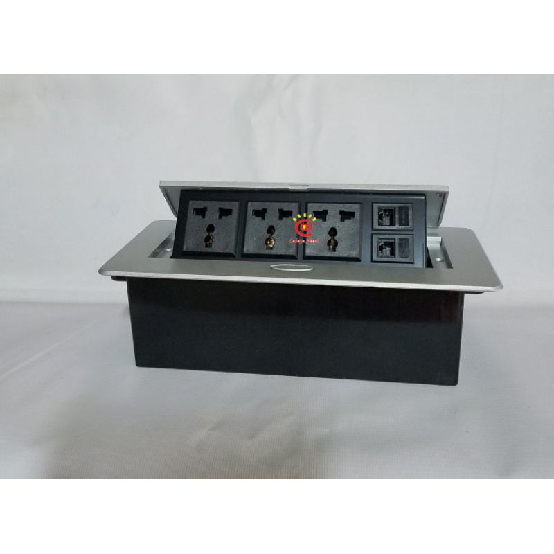 Jual Stop Kontak Meja Stop Kontak Universal 3x + Stop LAN Internet 2x ...