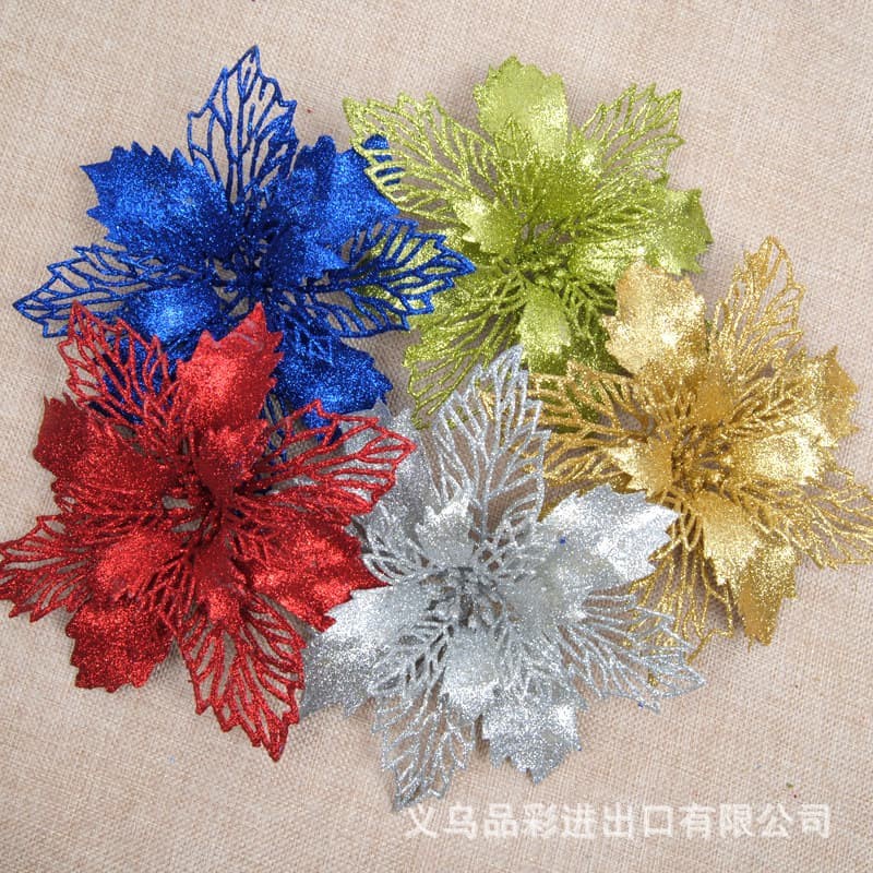 Jual BMP bunga glitter artificial dekorasi ornamen pohon natal ...