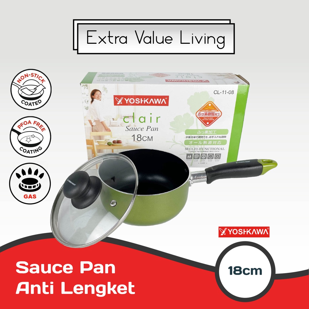 Jual MINOWA Panci Sauce Pan 18 CM Panci Anti Lengket + Tutup Panci Set ...