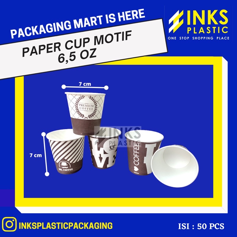 Jual Paper Cup 6 5 Oz Motif Gelas Kertas 50 Pcs Shopee Indonesia
