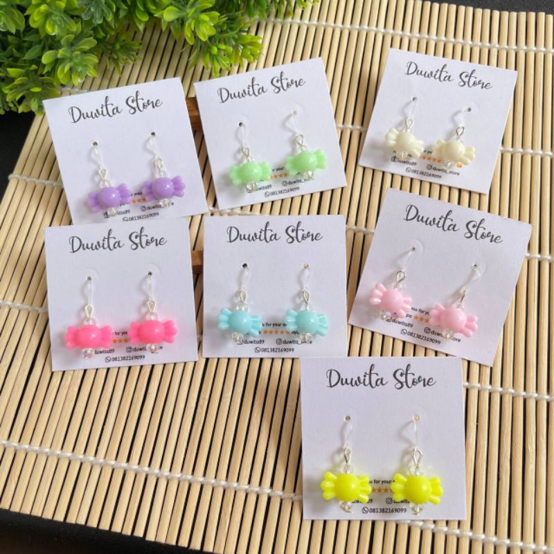 Jual HANDMADE ANTING ANAK/DEWASA KAITAN PLASTIK MOTIF PERMEN PASTEL ...