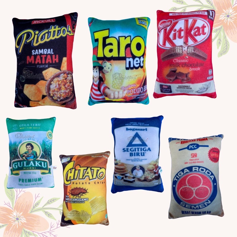 Jual Bantal Snack Makanan Minuman Motif Custom | Bantal Sofa | Shopee ...