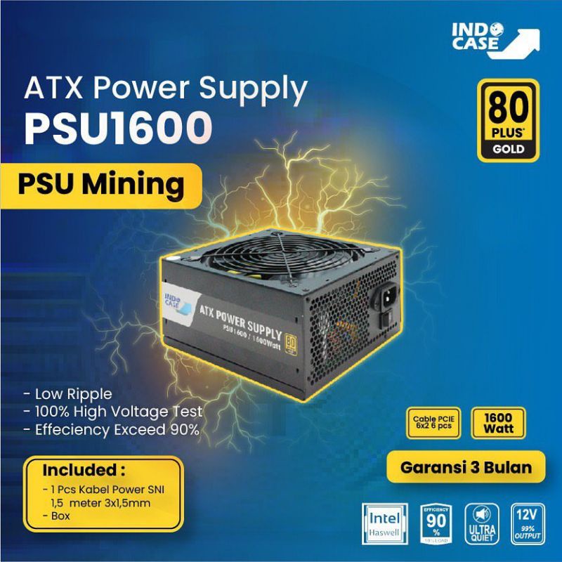Jual PSU1600 PSU 1600W PURE 80+ GOLD Power Supply ATX Mining / Gaming ...
