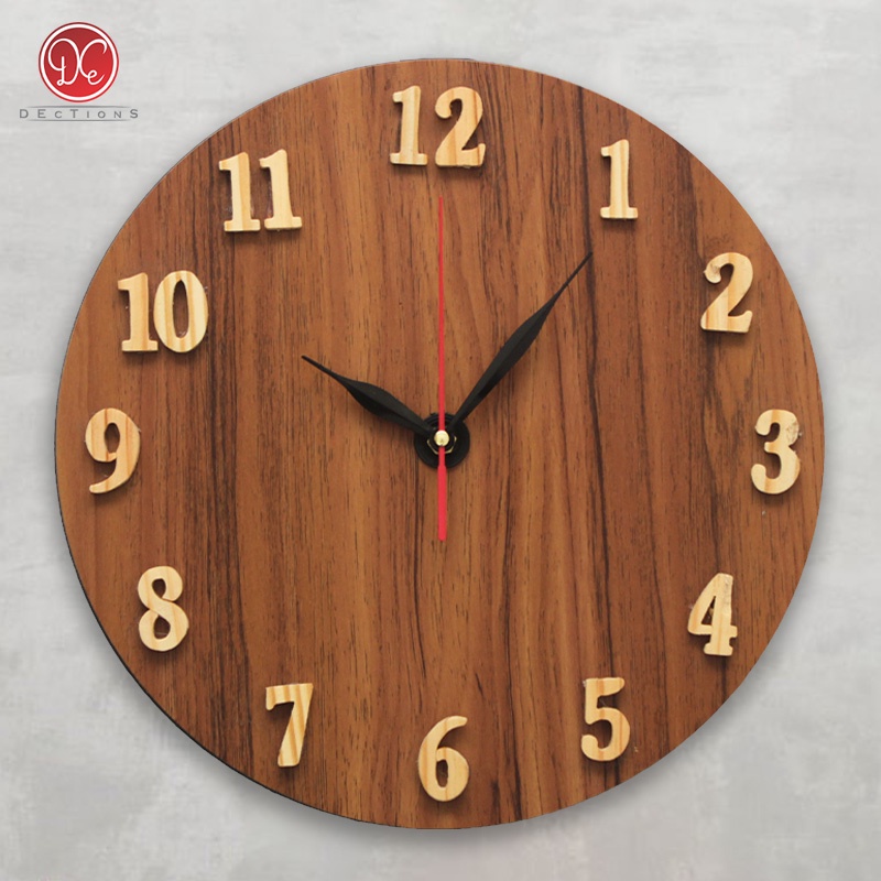 Jual Dections Jam Dinding Kayu Angka Timbul Unik Minimalis Vintage ...
