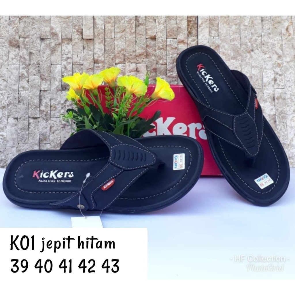 Jual Sandal pria kulit sintetis kikers original by Hf sendal pria kulit ...
