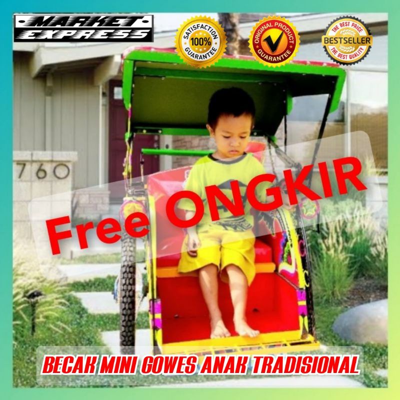 Jual Becak Beca mini gowes otel mainan anak tradisional Indonesia ...