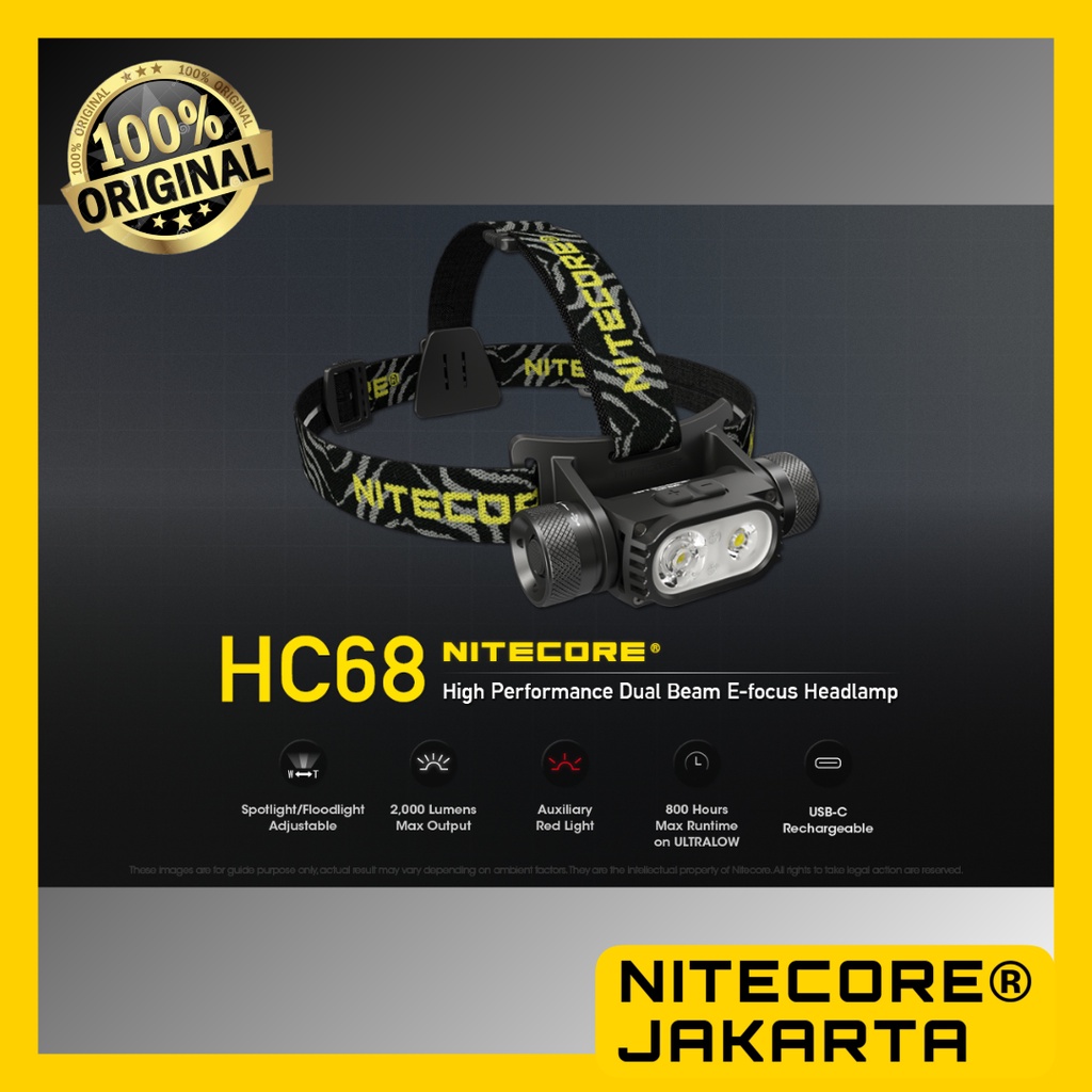 Jual Nitecore HC68 USB-C Rechargeable Focusable Headlamp 2000 Lumens ...