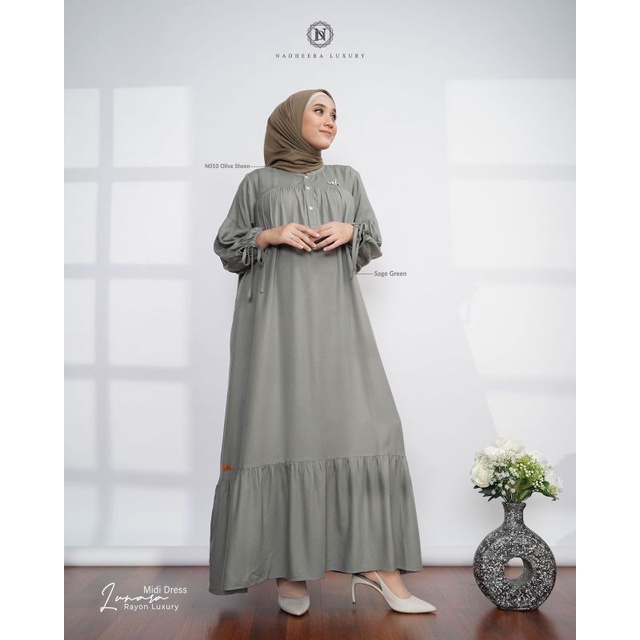 Jual Lunara midi dress nadheera luxury | Shopee Indonesia