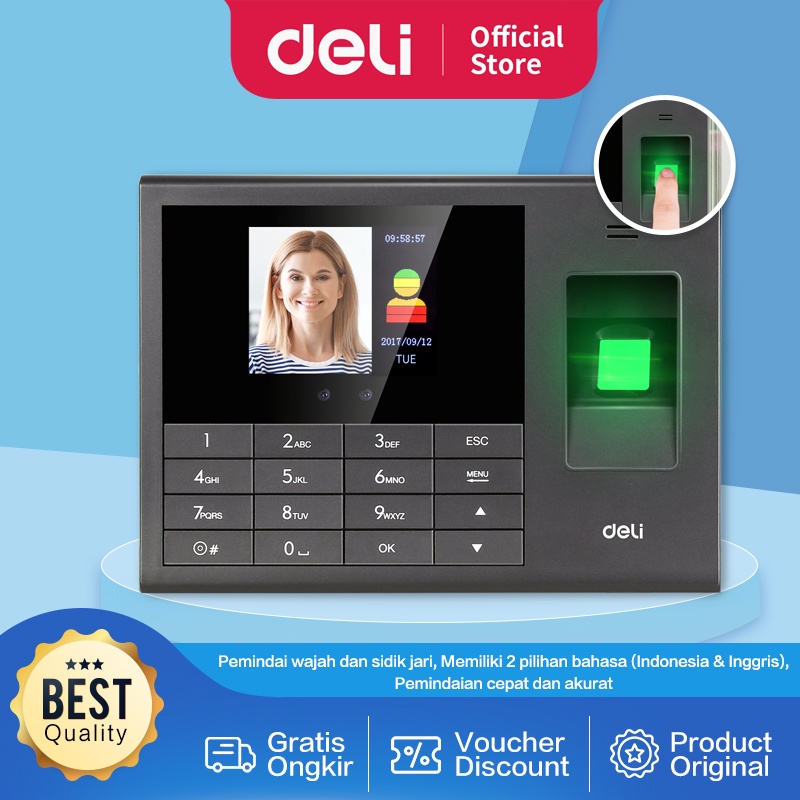 Jual Deli Attendance Machine / Mesin Absensi Sidik Jari dan Pemindai ...