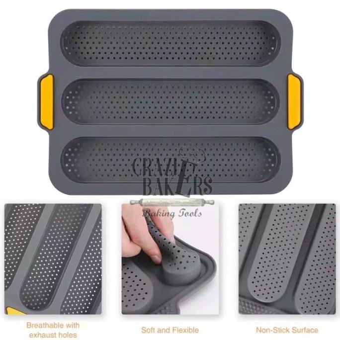 Jual Loyang Roti Silicone Perforated Bread Baguette Baking Tray ...