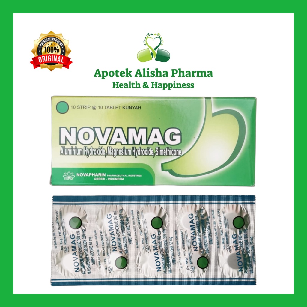 Jual Novamag Tablet Kunyah Strip / Box - Novamah Antasida Obat Maag ...