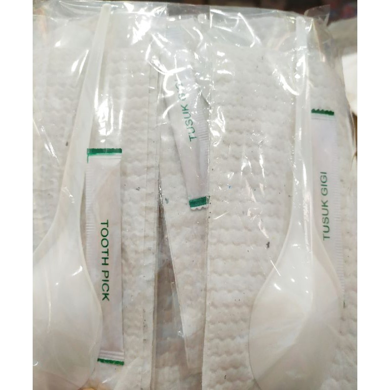 Jual Set Sendok plastik + tusuk gigi + tissu / sendok nasi box | Shopee ...