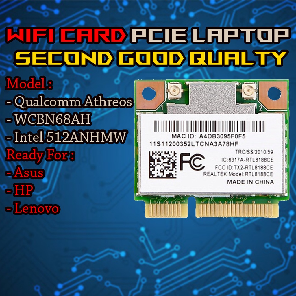 Jual Wifi Card Mini PCIE Laptop Second Murmer Merk Qualcomm Dan Intel ...
