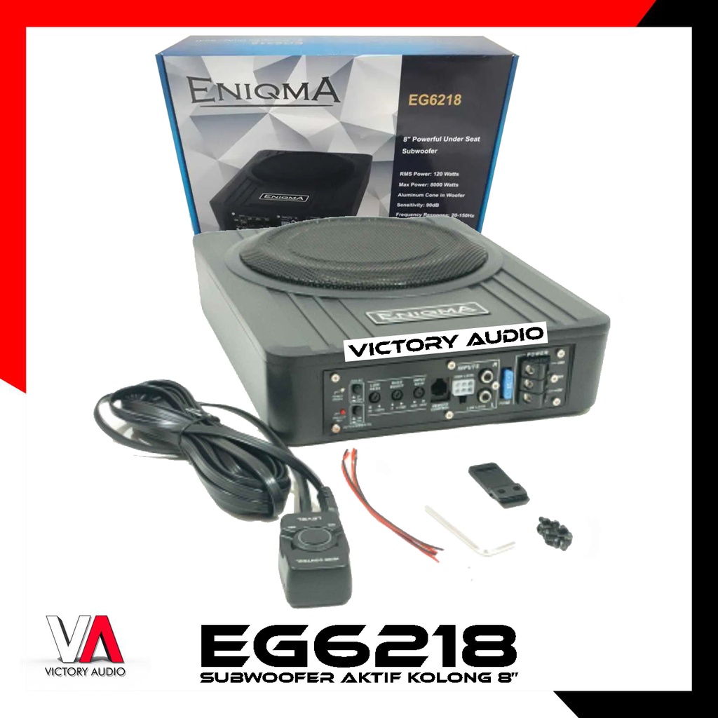 Jual Subwoofer Aktif Kolong Jok Mobil ENIGMA EG6218 8 Inch Under Seat Active Sub Built in Power ...