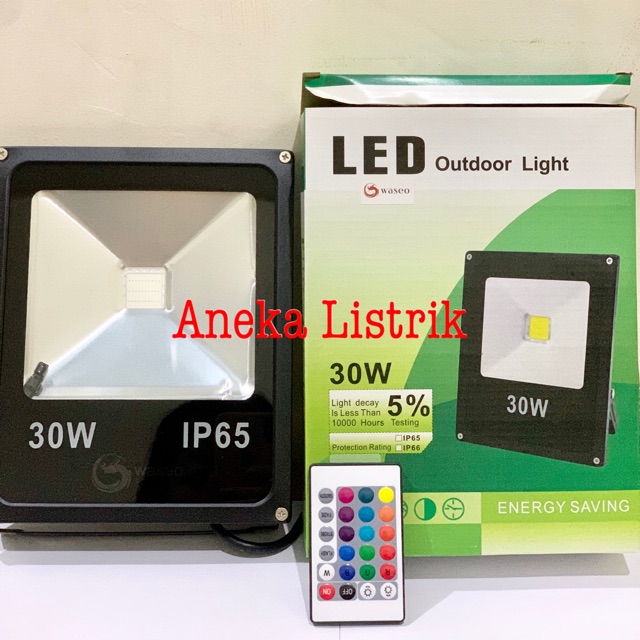 Jual LAMPU SOROT RGB 30W LED FULL COLOR WARNA WARNI 30W TEMBAK FLOOD LIGHT TAMAN OUTDOOR REMOTE ...