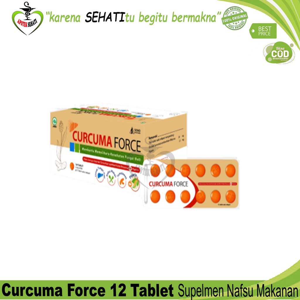 Jual CURCUMA FORCE TABLET 1 STRIP 12TABLET SOHO PENAMBAH NAFSU MAKAN ...