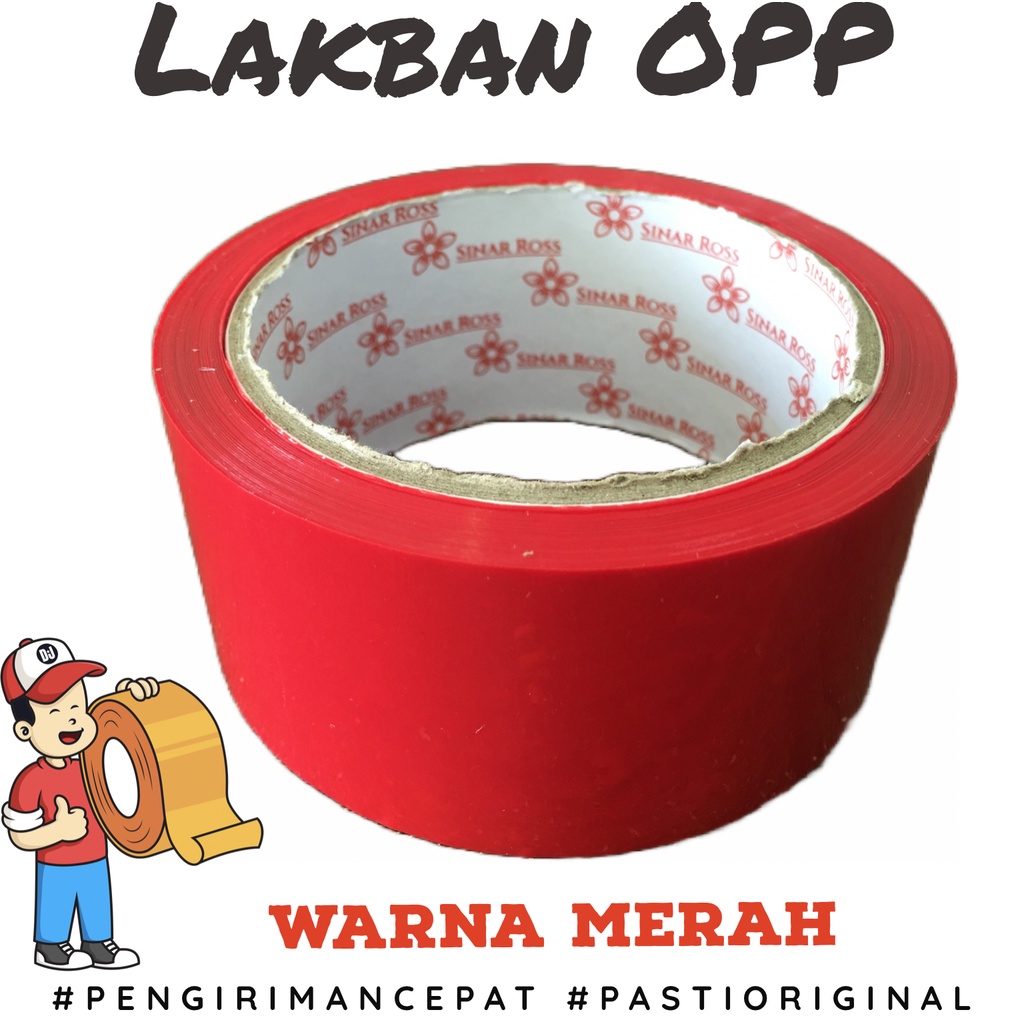 Jual Lakban OPP MERAH 2 inch 45mm 50 Meter Sinar Ross PER 1 ROLL ...