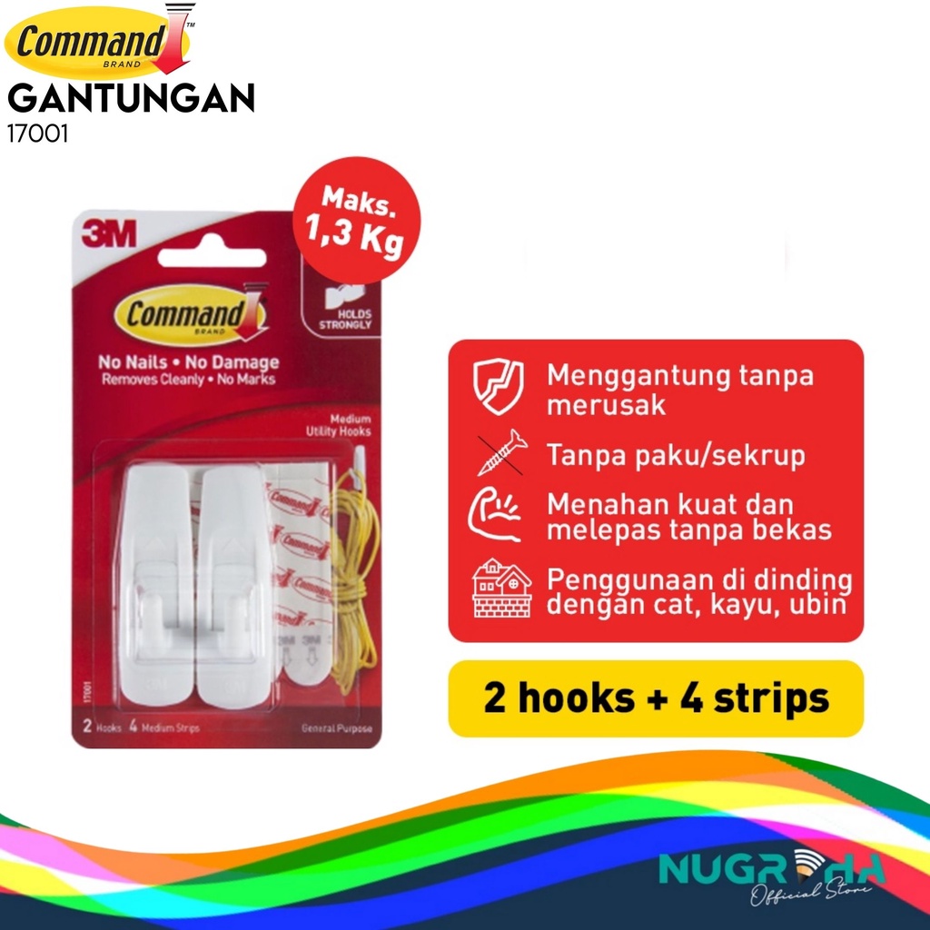 Jual 3M Command Gantungan Berperekat Ukuran Medium 17001 | Shopee Indonesia