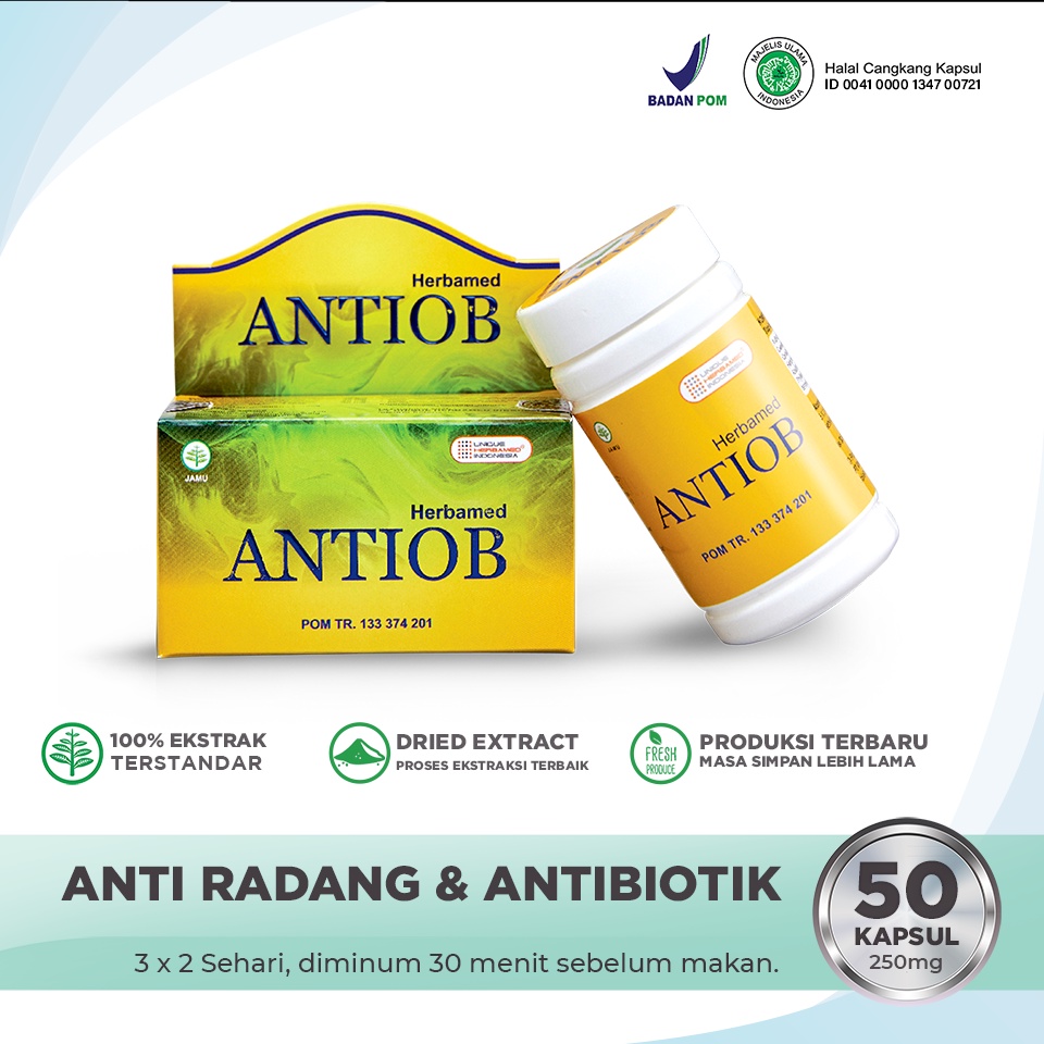 Jual Herbamed ANTIOB - Obat Herbal Antibiotik Alami Anti radang Isi 50 ...