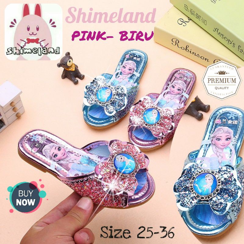 Jual Sandal Sepatu Pesta Frozen Elsa Anak Perempuan Sendal Biru Dan ...
