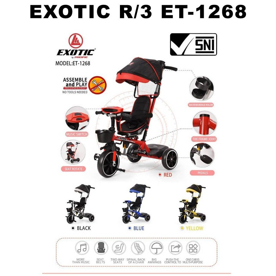 Jual Sepeda Roda Tiga Baby Stroller Exotic ET-1268 | Shopee Indonesia