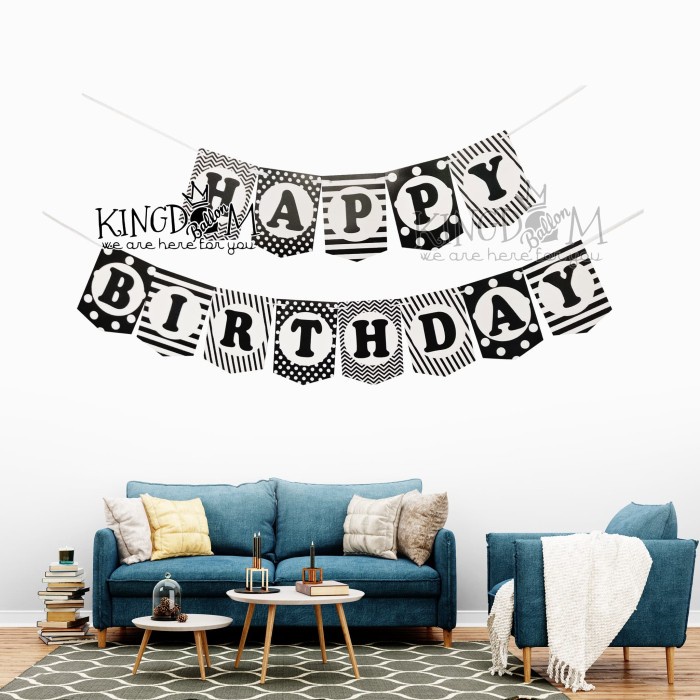 Jual Banner HBD Hitam Mix Motif / Bunting Flag Happy Birthday / Party ...