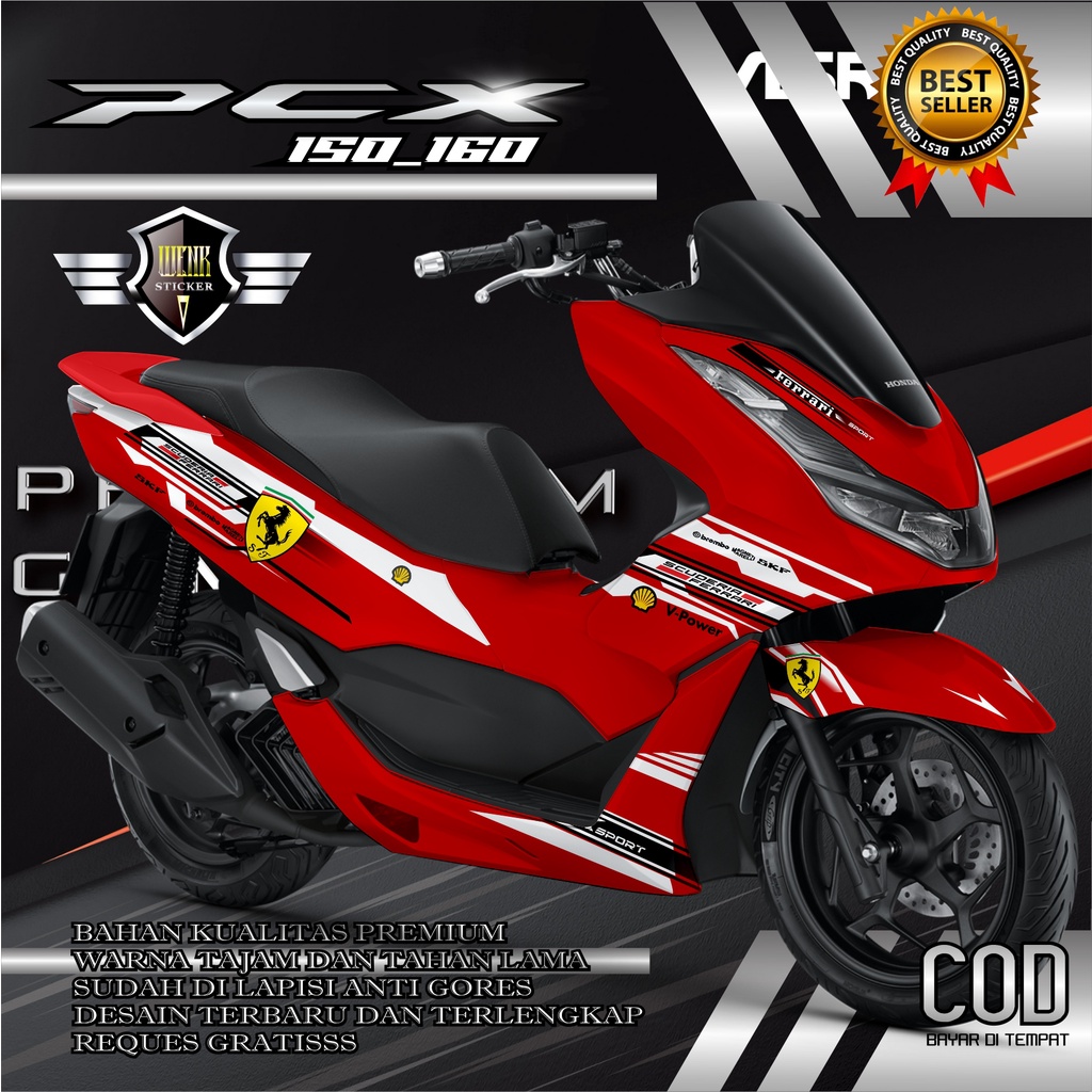 Jual DECAL STICKER PCX 150_160 Desain FERRARI ( 16 Warna ) | Shopee ...