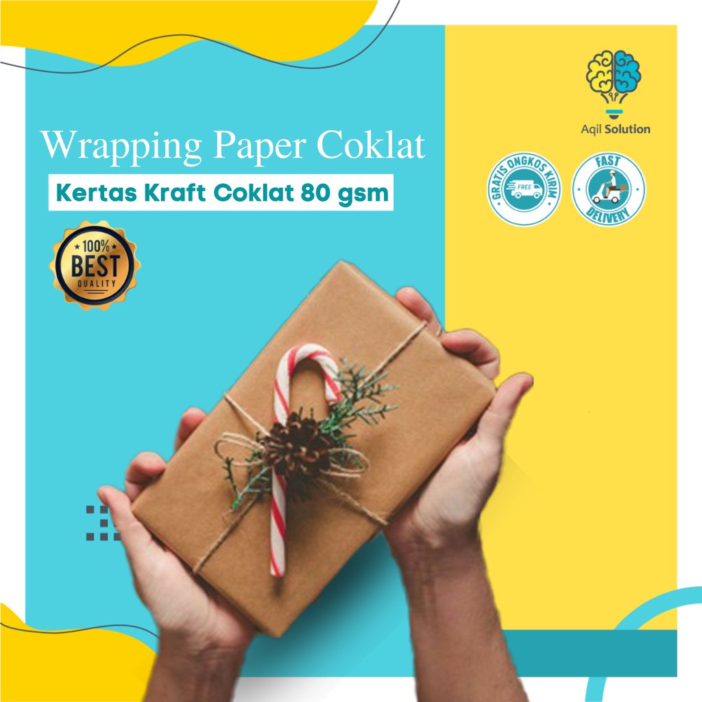 Jual (20 lbr) wrapping paper coklat/ Kertas Kraft Craft/ samsom coklat ...