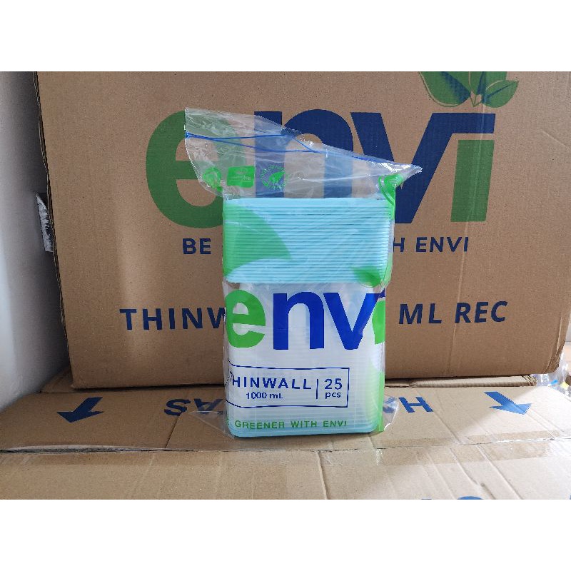 Jual Thinwall 1000 ml Rectangle + Tutup Warna Dove Merek ENVI PREMIUM ...