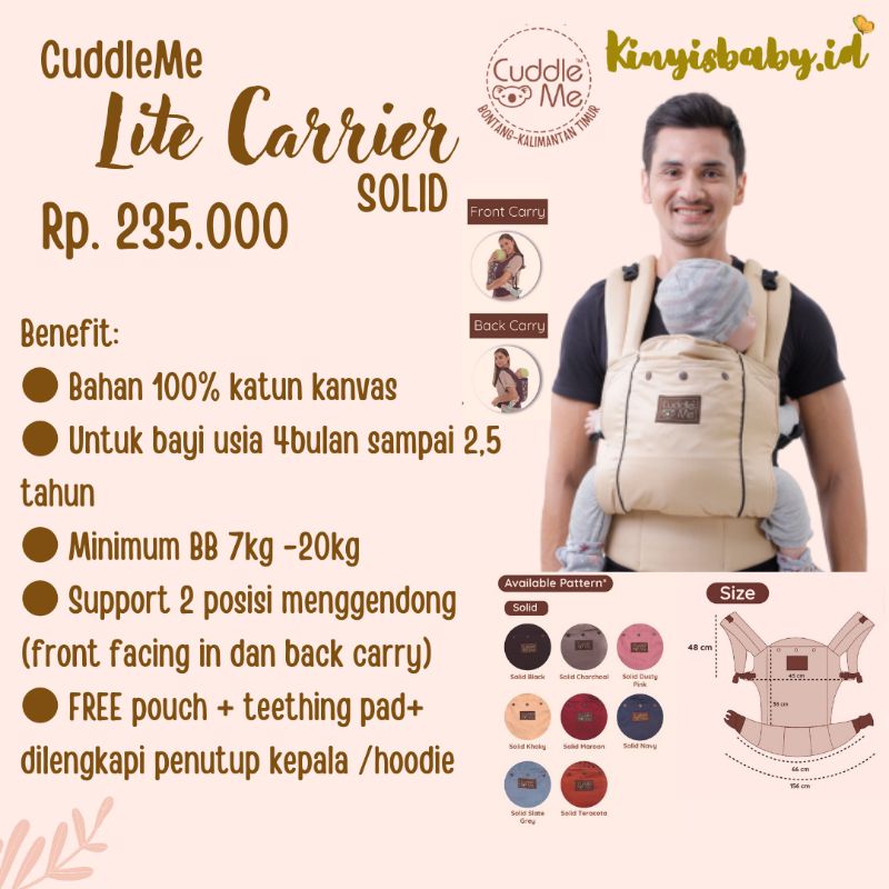 Jual LITE CARRIER SOLID GENDONGAN RANSEL ERGONOMIS GENDONGAN SIMPEL ...