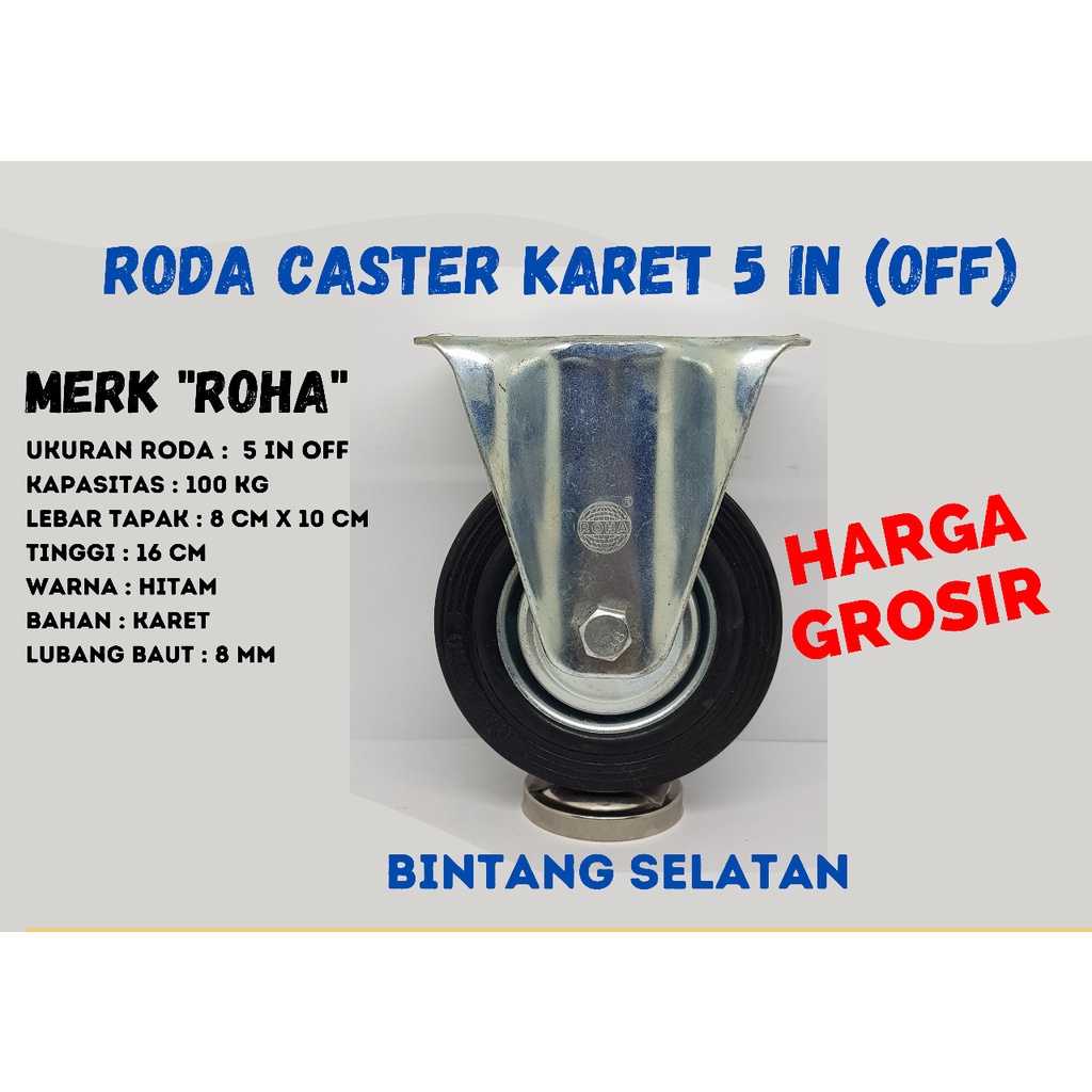 Jual Roda Caster karet 5 in Hidup Roha / roda Troli / roda gerobak ...