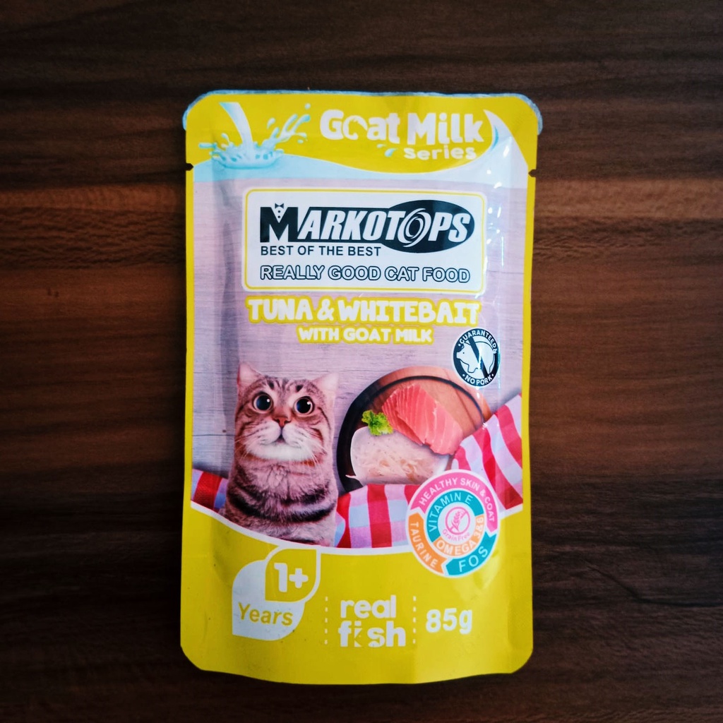 Jual Pakan kucing basah markotops pouch 85gr / wetfood goat milk all ...