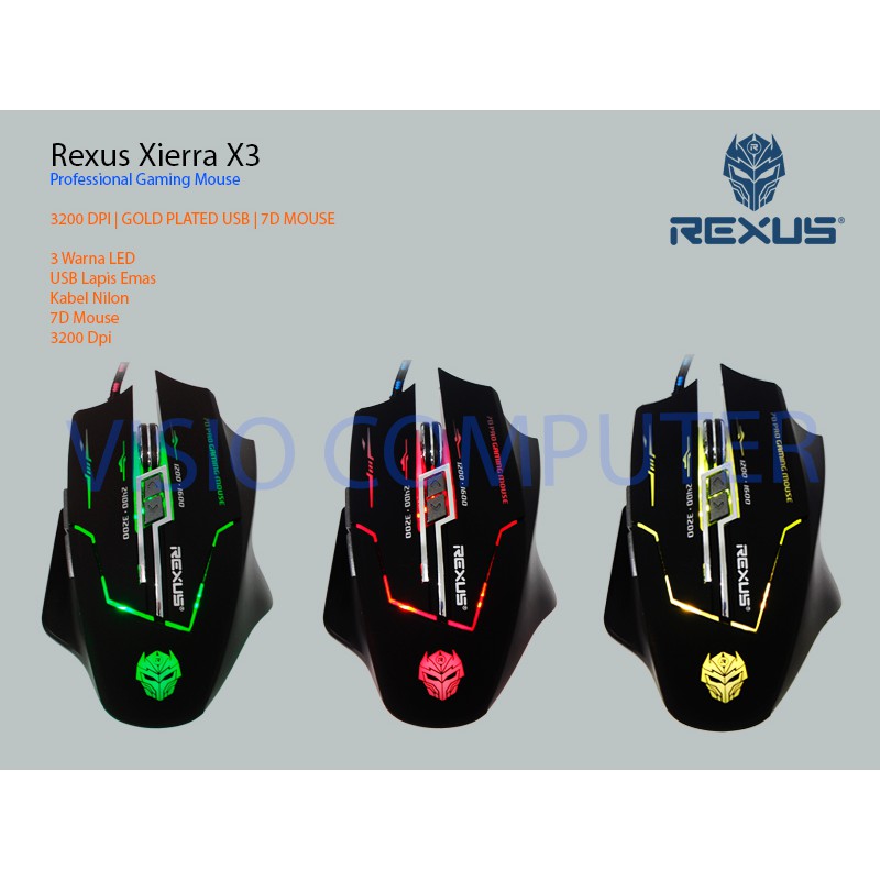 Jual Mouse Gaming REXUS X3 XIERRA | Shopee Indonesia