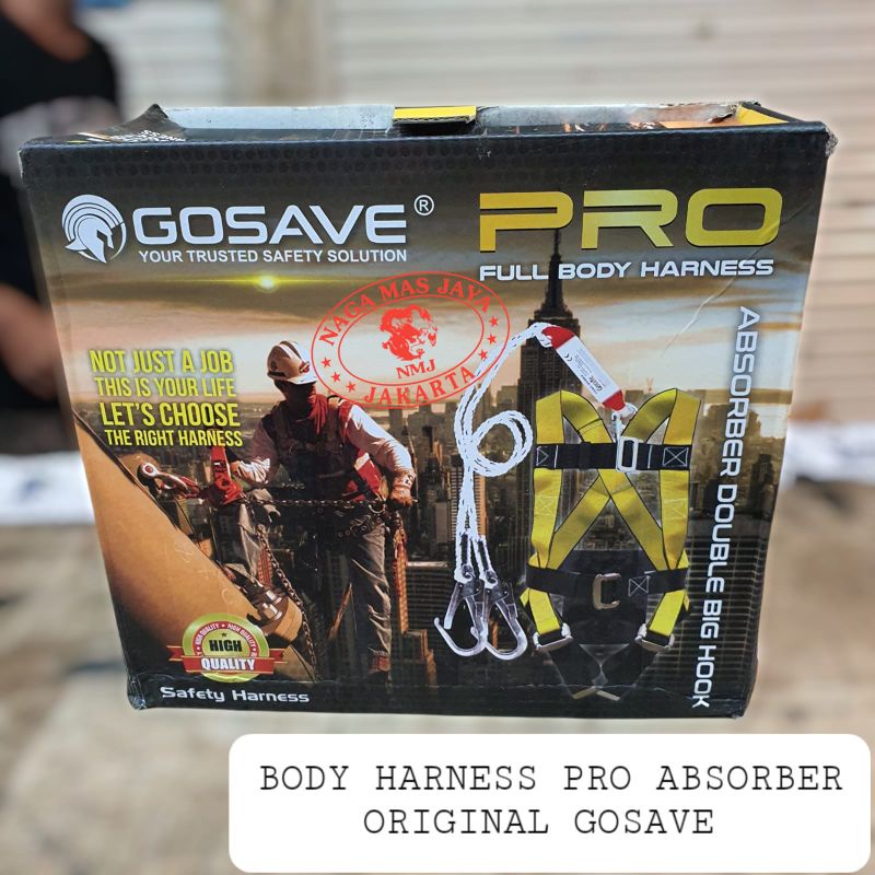 Jual GOSAVE FULL BODY HARNESS PRO ABSORBER DOUBLE BIG HOOK / BODY HARNESS DOUBLE HOOK GOSAVE ...
