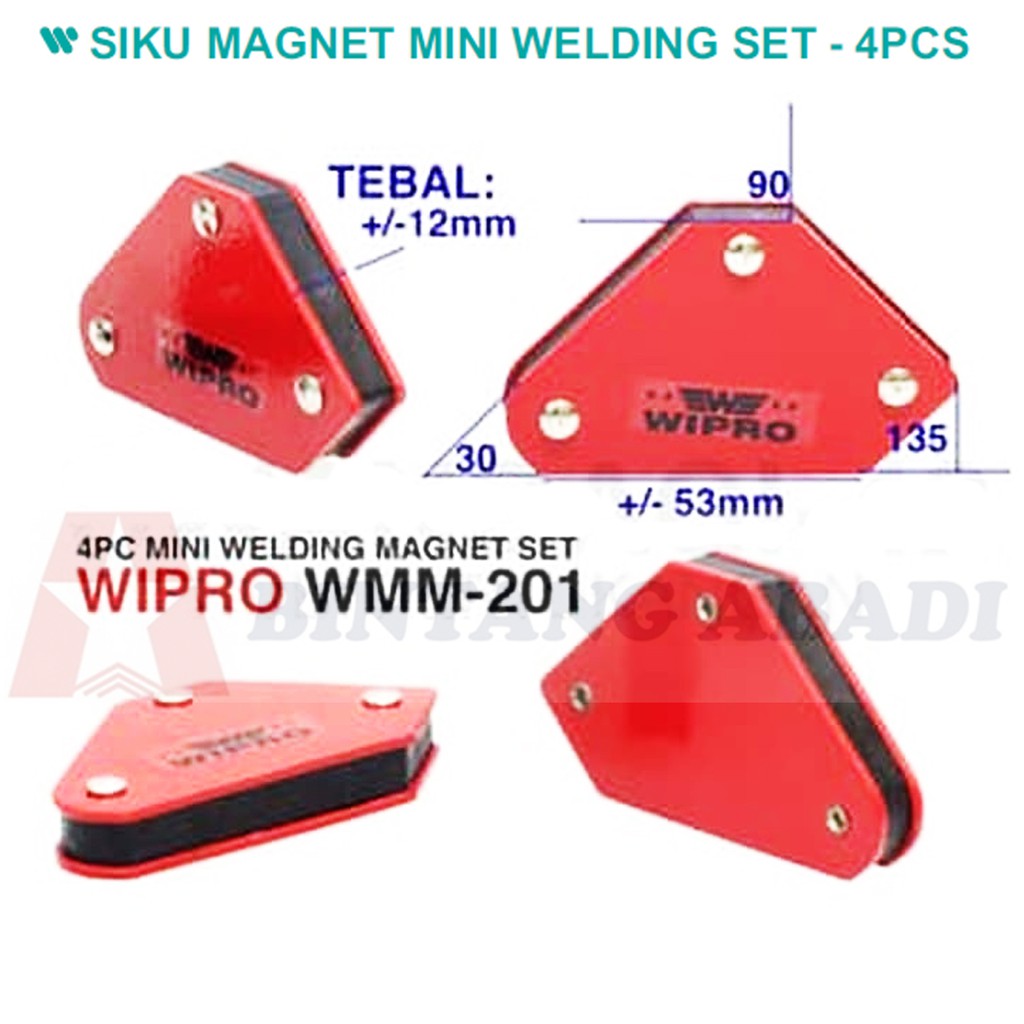 Jual Wipro Siku Magnet 2" Inchi Set 4 Pcs Smart Welding Magnet Las WMM ...