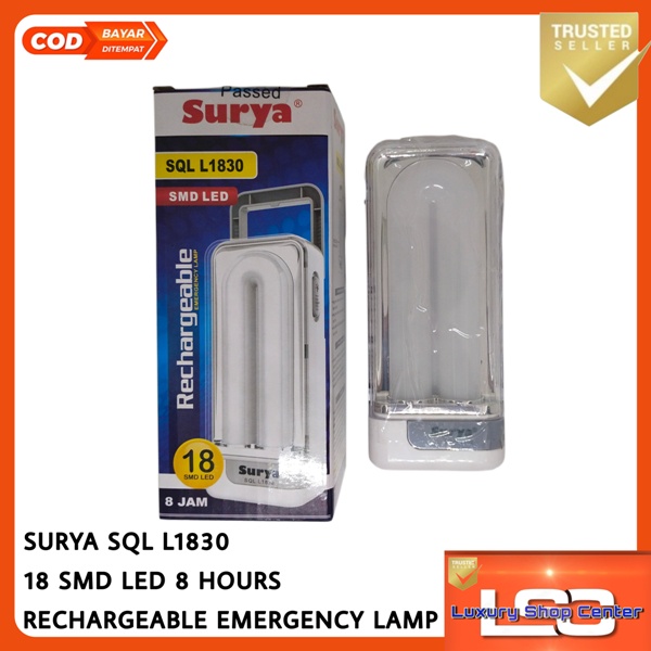 Jual Lampu Emergency SURYA SQL-L1830 Rechargeable 18 SMD LED 8 hours ...